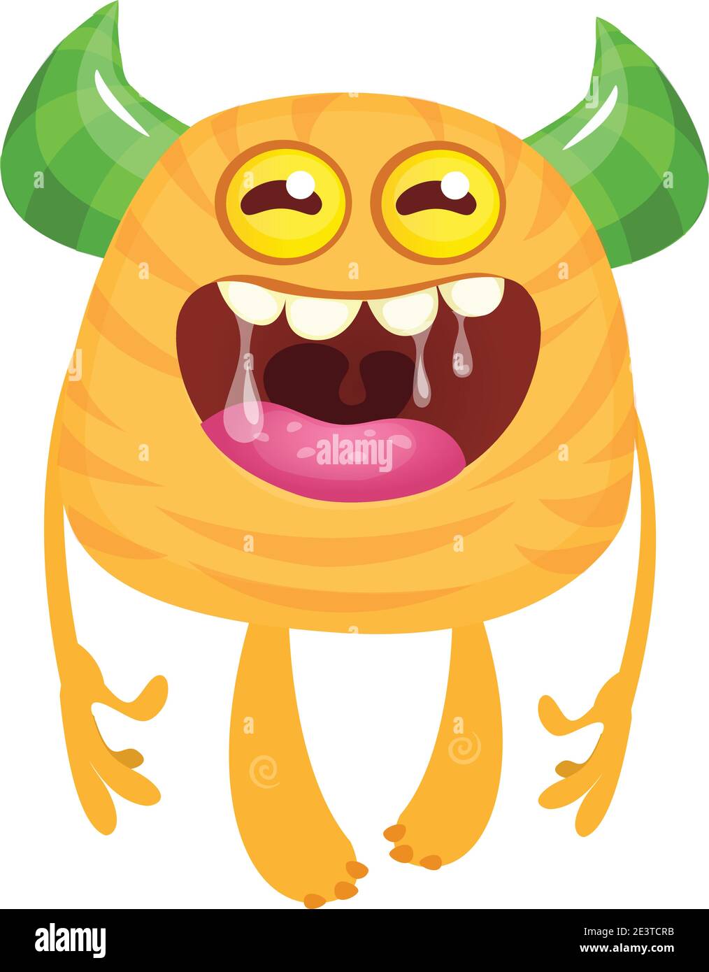 Funny cartoon monster excited expression. Vector illustration of cute ...