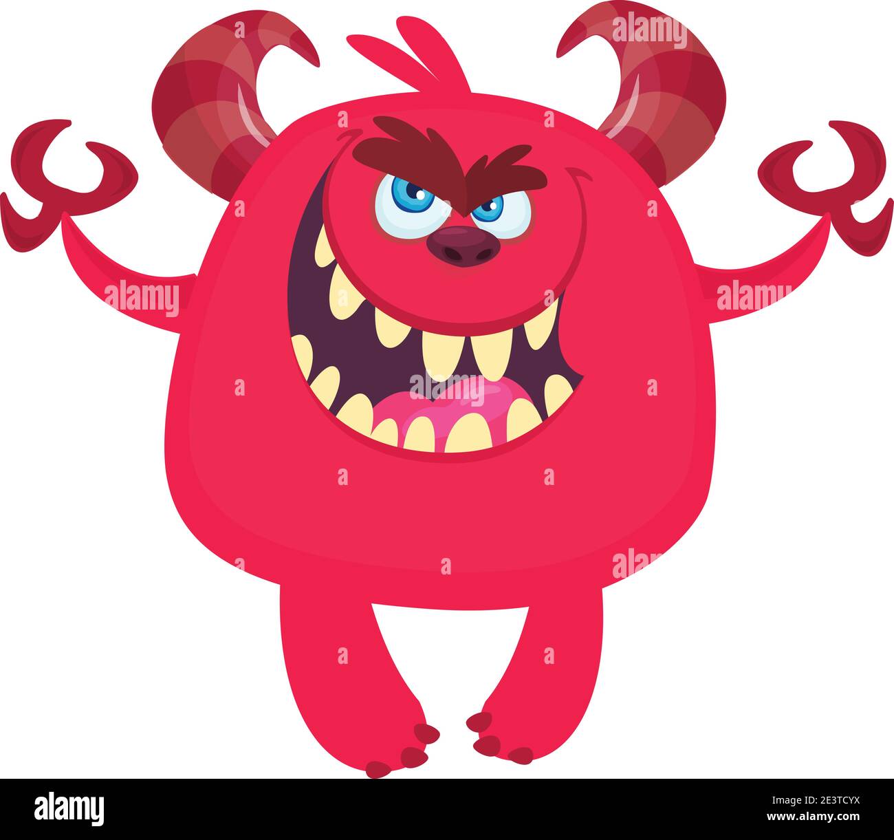 Angry cartoon monster. Vector illustration of cute monster. Halloween ...