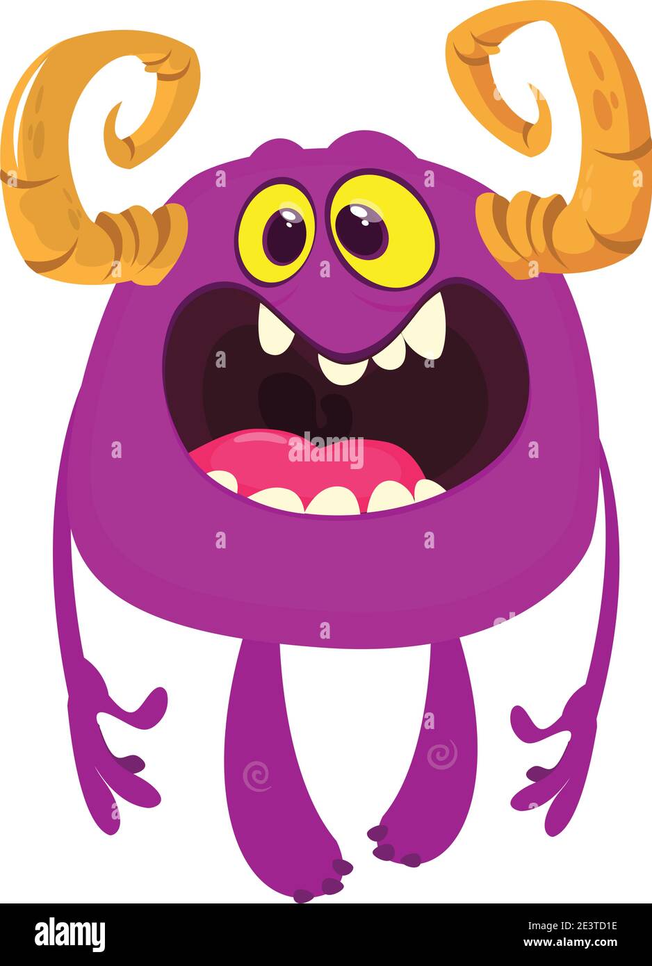 Angry cartoon monster. Vector illustration of cute monster. Halloween ...