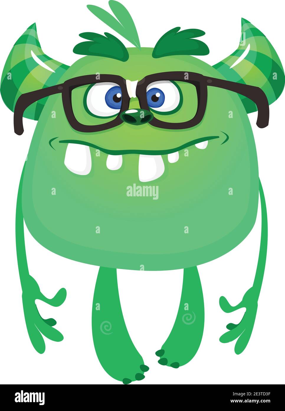 Funny cartoon monster wearing eyeglasses. Vector illustration of cute ...
