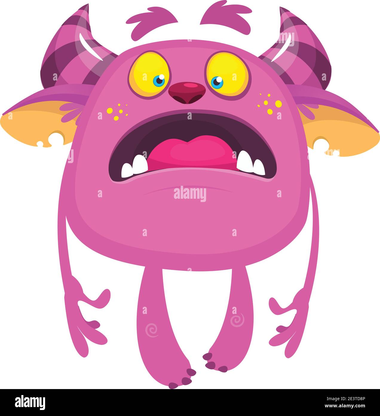 Angry cartoon monster. Vector illustration of cute monster. Halloween ...