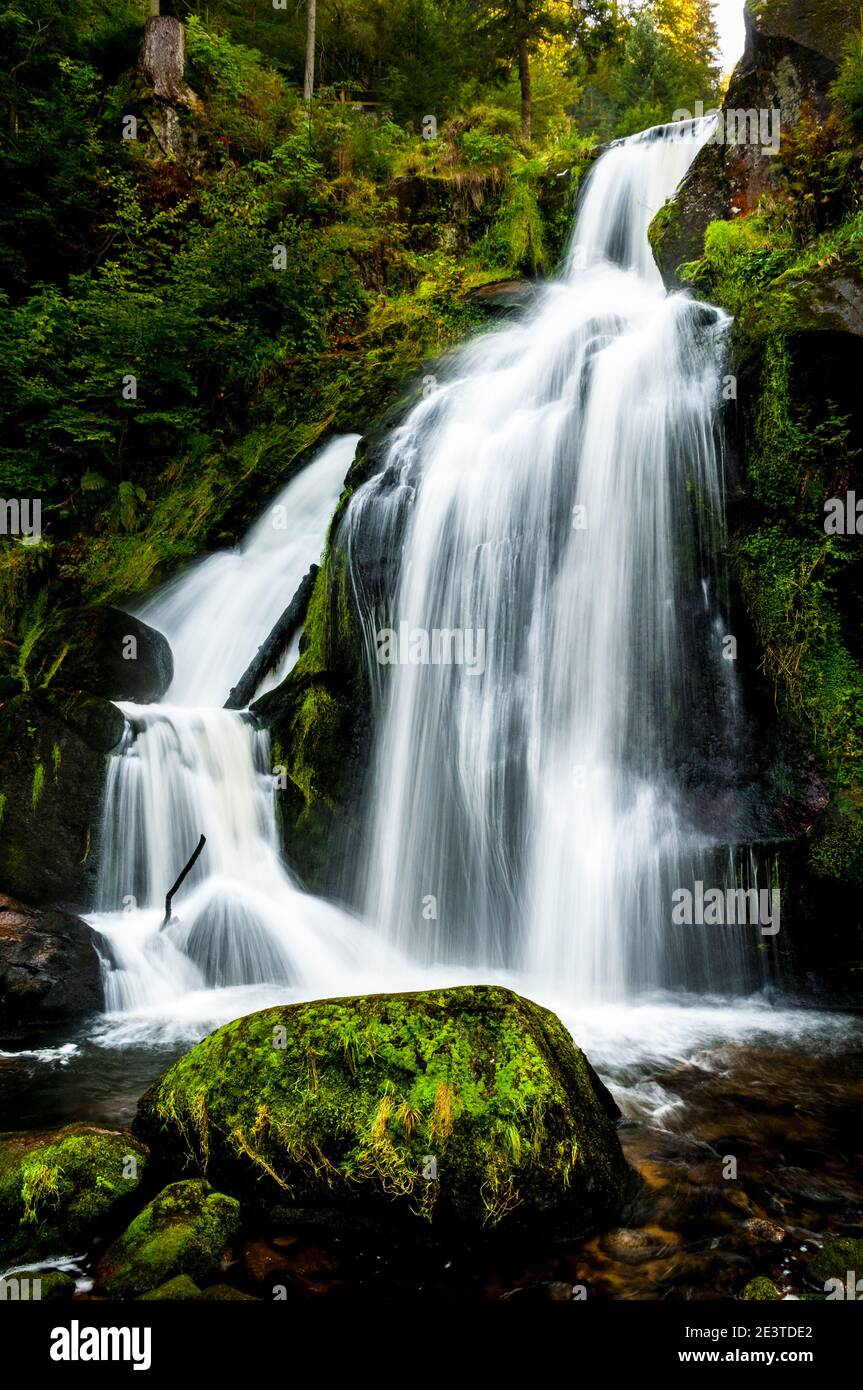 A section of Germany's highest waterfall at Triberg in the Black Forest ...