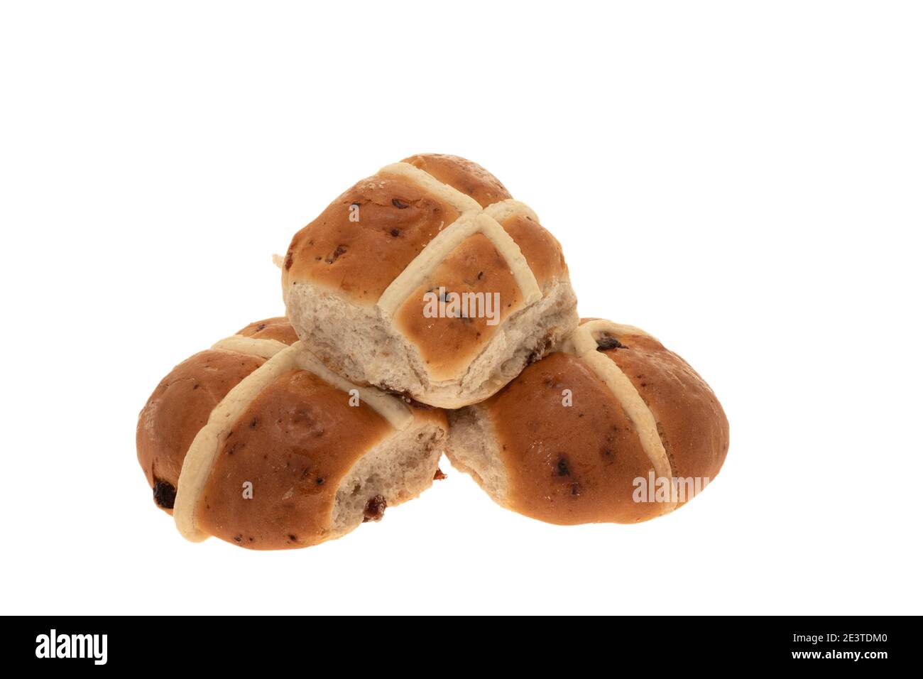Hot cross buns for Easter - white background Stock Photo - Alamy