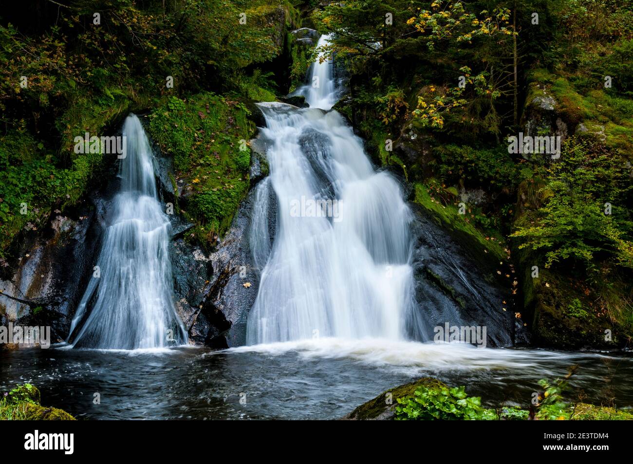 A section of Germany's highest waterfall at Triberg in the Black Forest ...