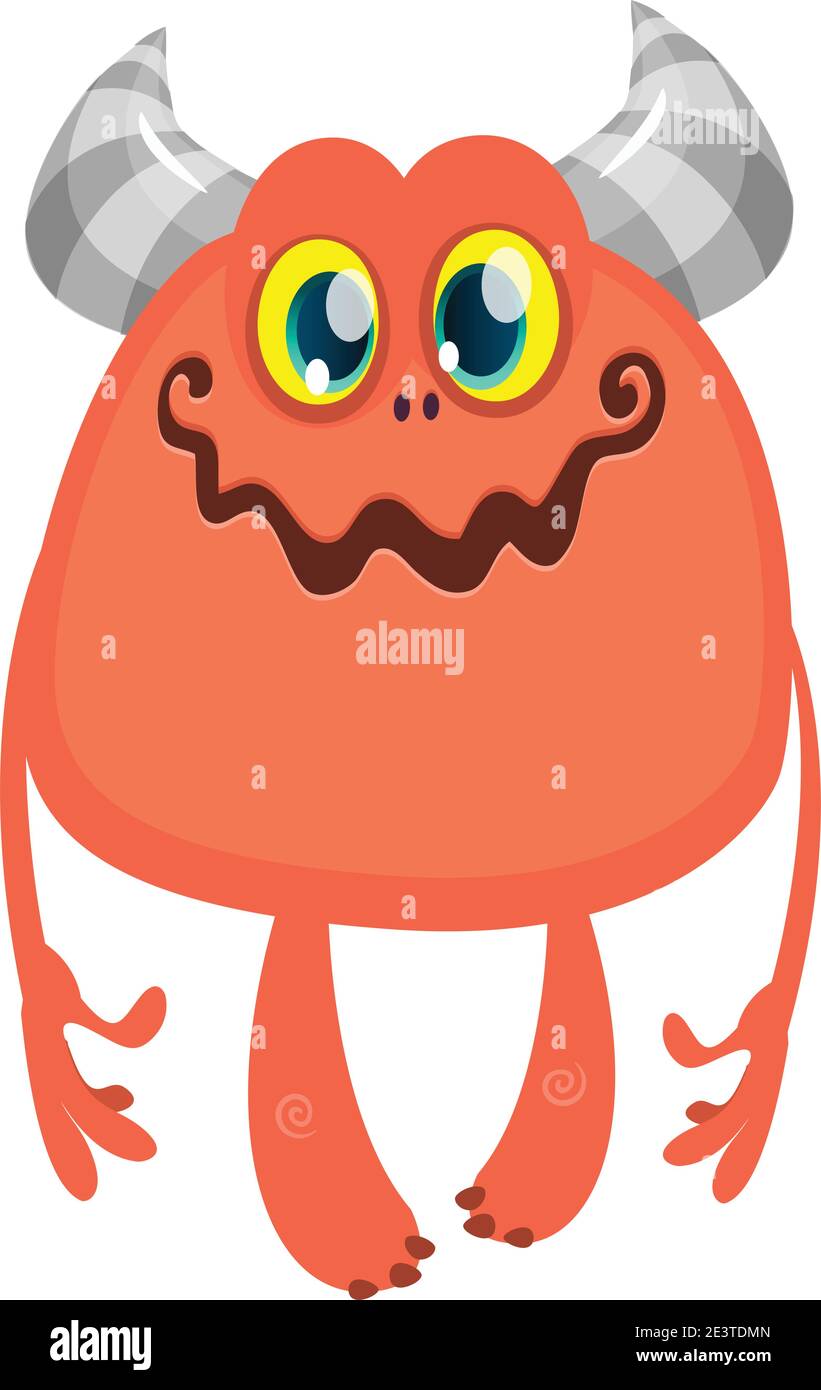 Funny cartoon monster character. Illustration of cute and happy alien ...
