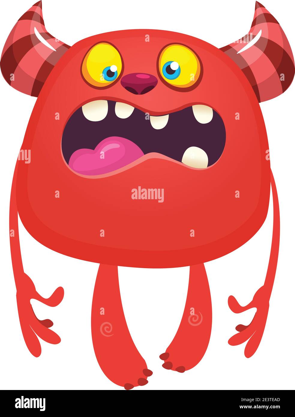 Angry cartoon monster. Vector illustration of cute monster. Halloween ...