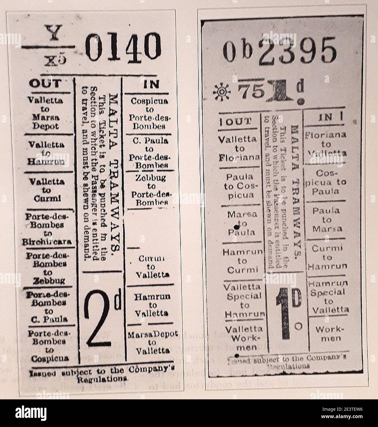 Malta Tram tickets Stock Photo - Alamy