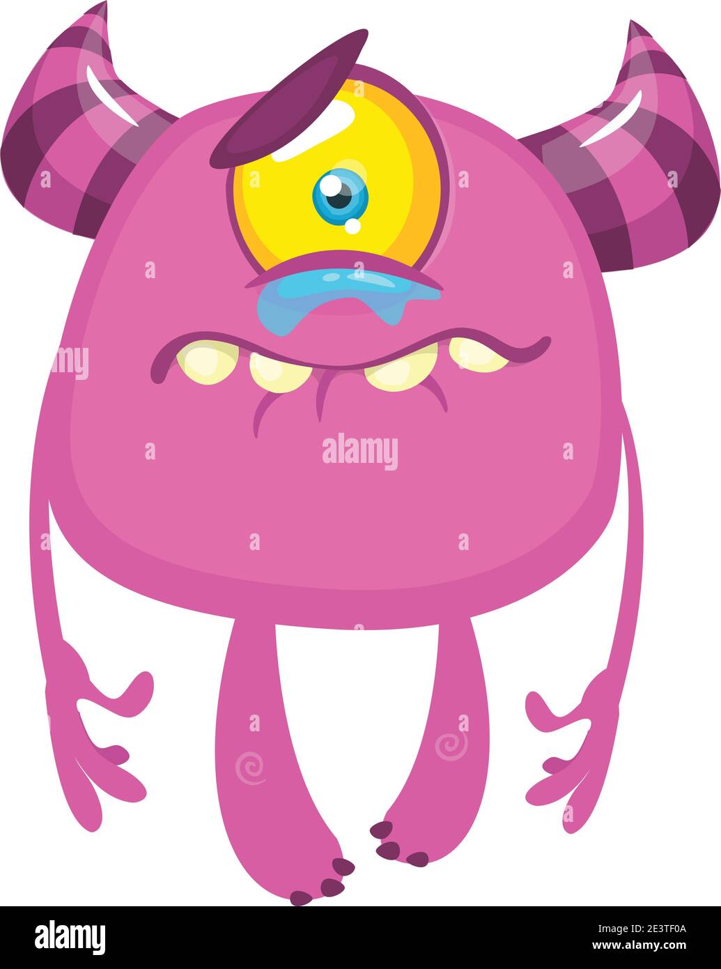 Funny cartoon monster with one eye. Vector illustration of cute monster ...