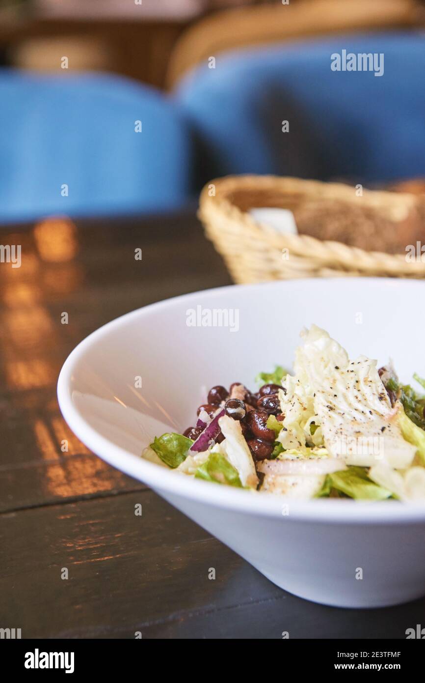 Kidney beans health salad. Dark table. Cafe menu Stock Photo - Alamy