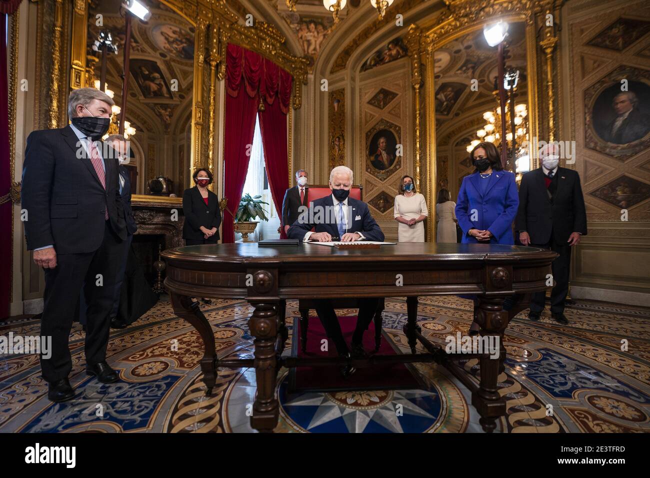 Washington, United States. 20th Jan, 2021. US President Joe Biden signs ...