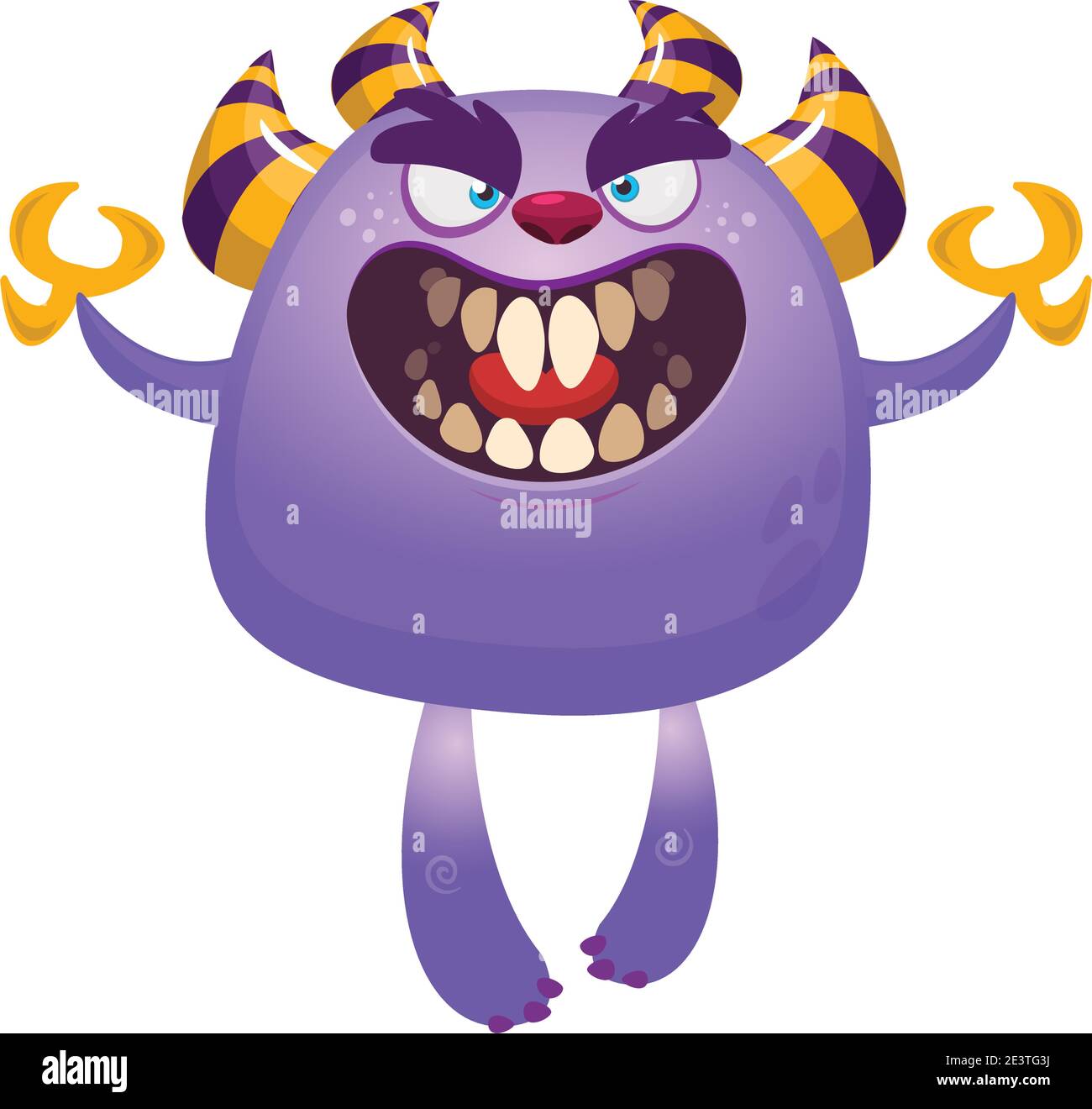 Angry cartoon monster. Vector illustration of cute monster. Halloween ...
