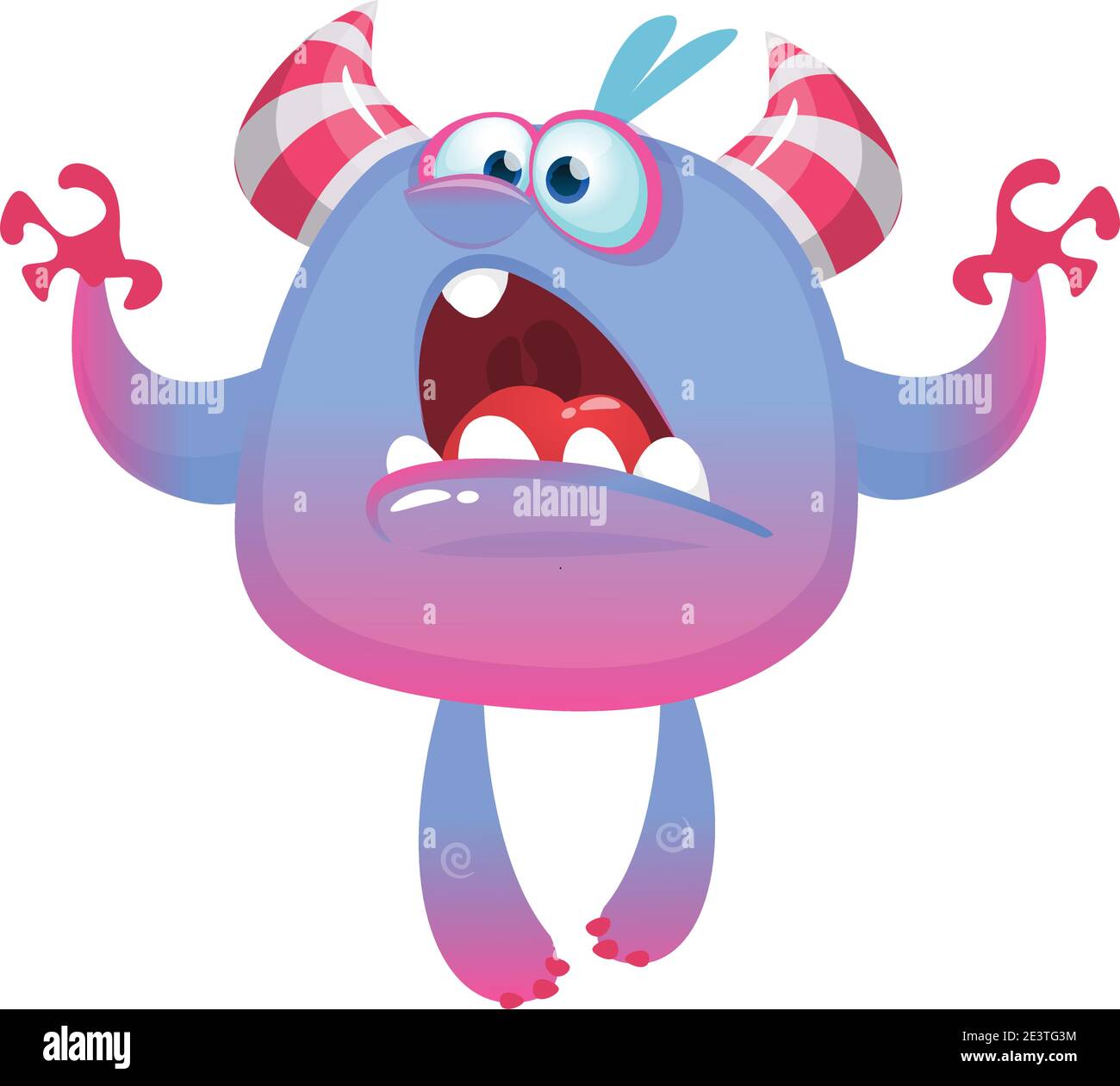 Angry cartoon monster. Vector illustration of cute monster character ...