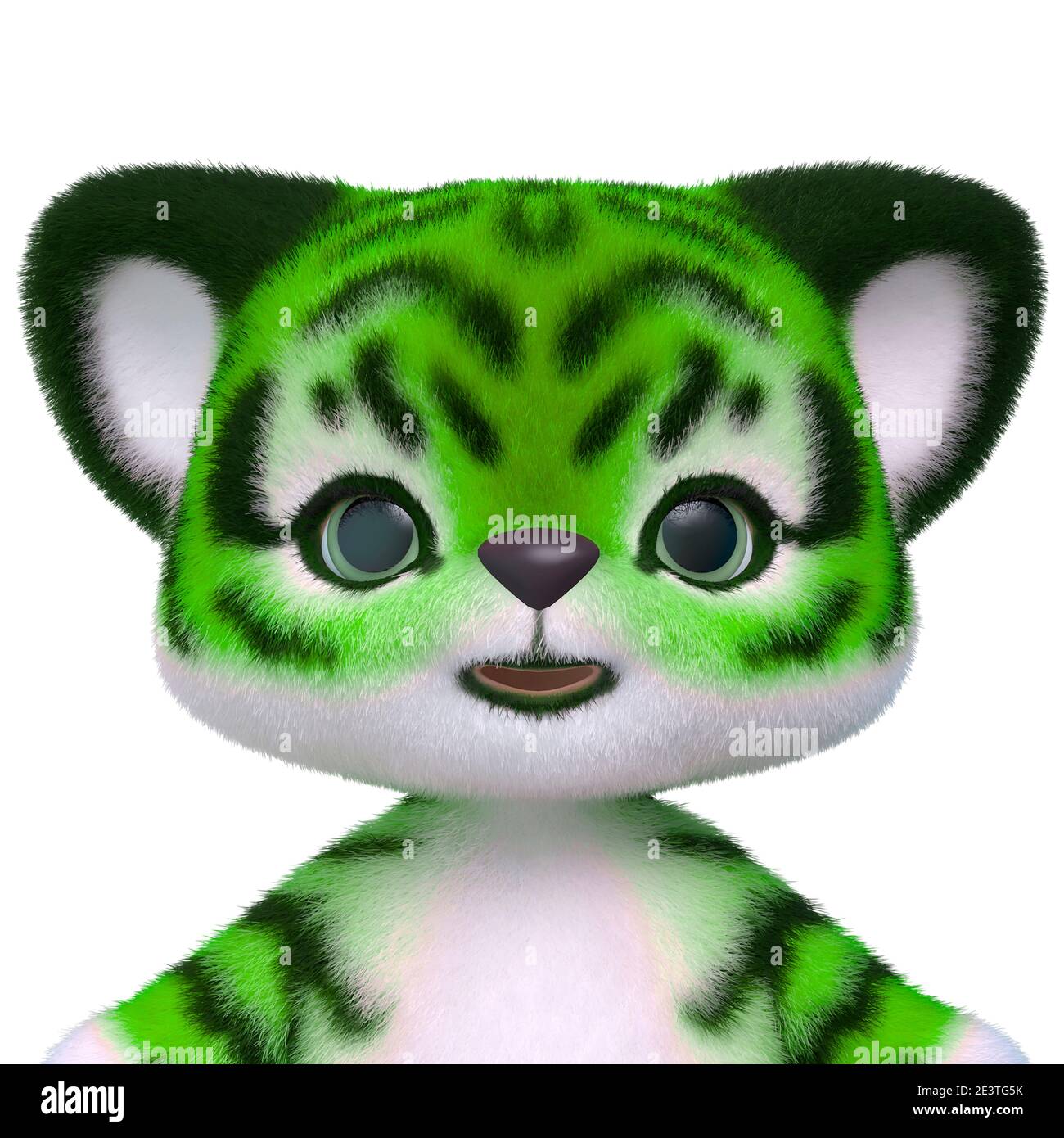 cute tiger cartoon id profile portrait in white background, 3d ...