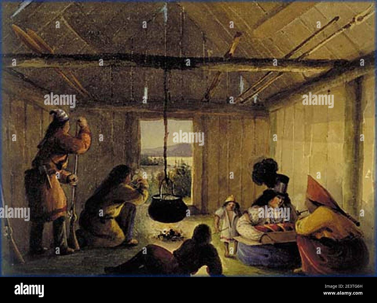 Maliseet Indian Wooden Hut Interior Stock Photo - Alamy