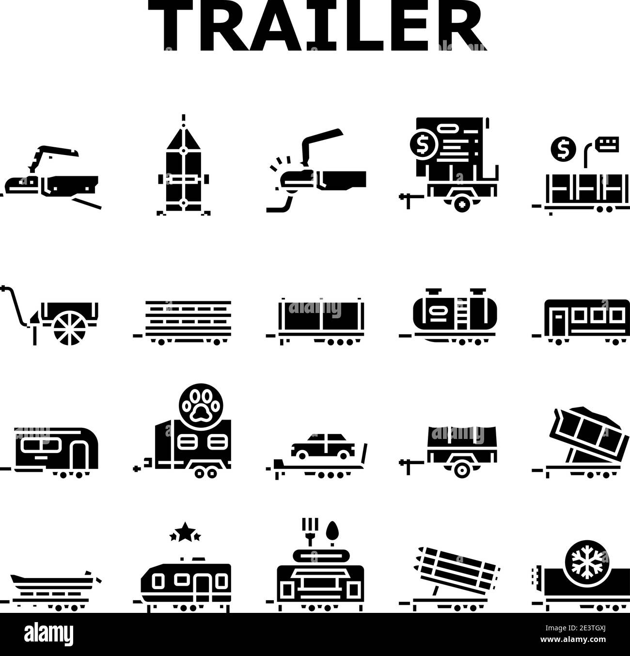 Trailer Transport Collection Icons Set Vector Stock Vector Image & Art ...