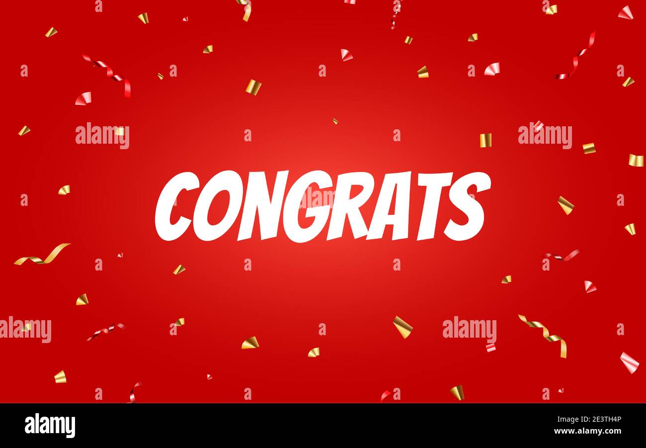 Congratulations banner design with Confetti and Glossy Glitter Ribbon ...