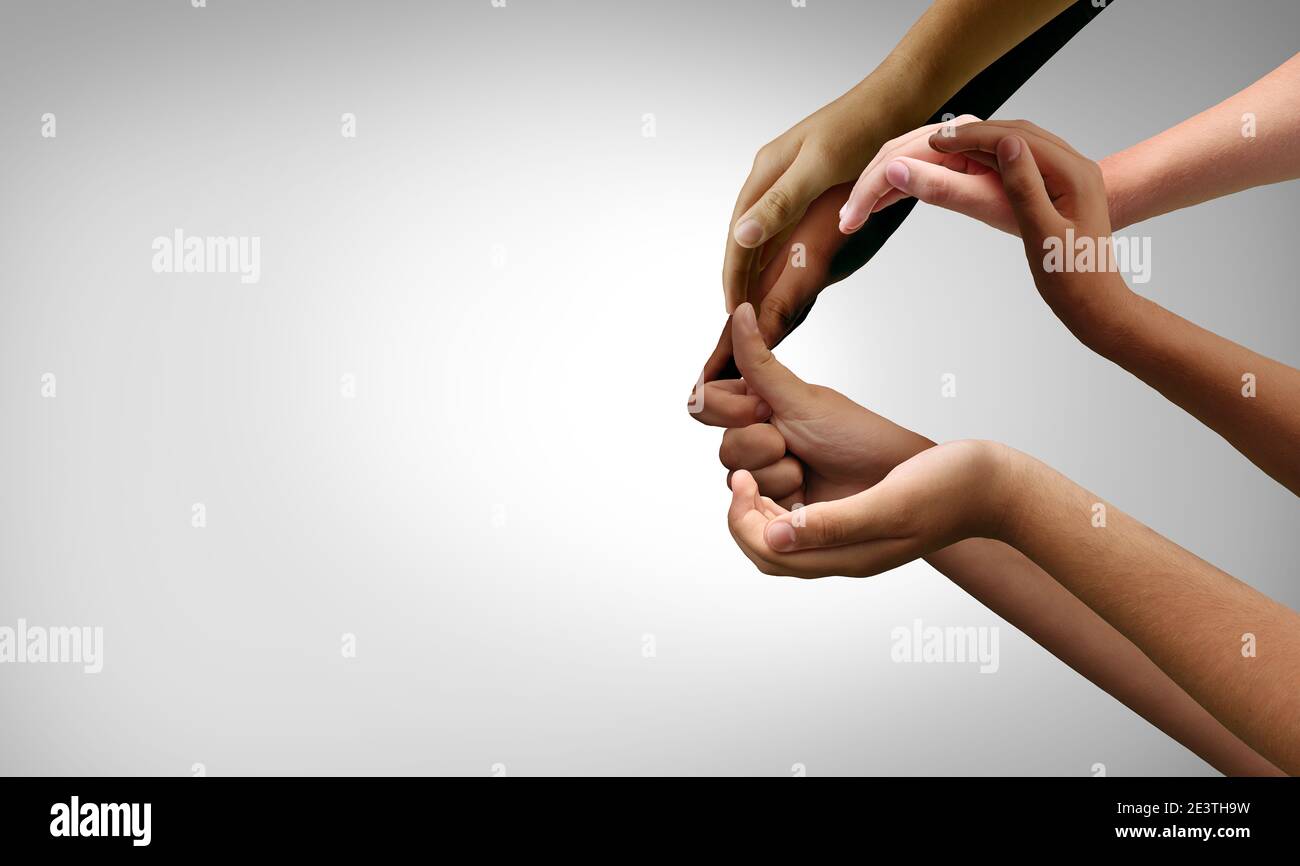 People joining together and connect as one as a business creative team ...