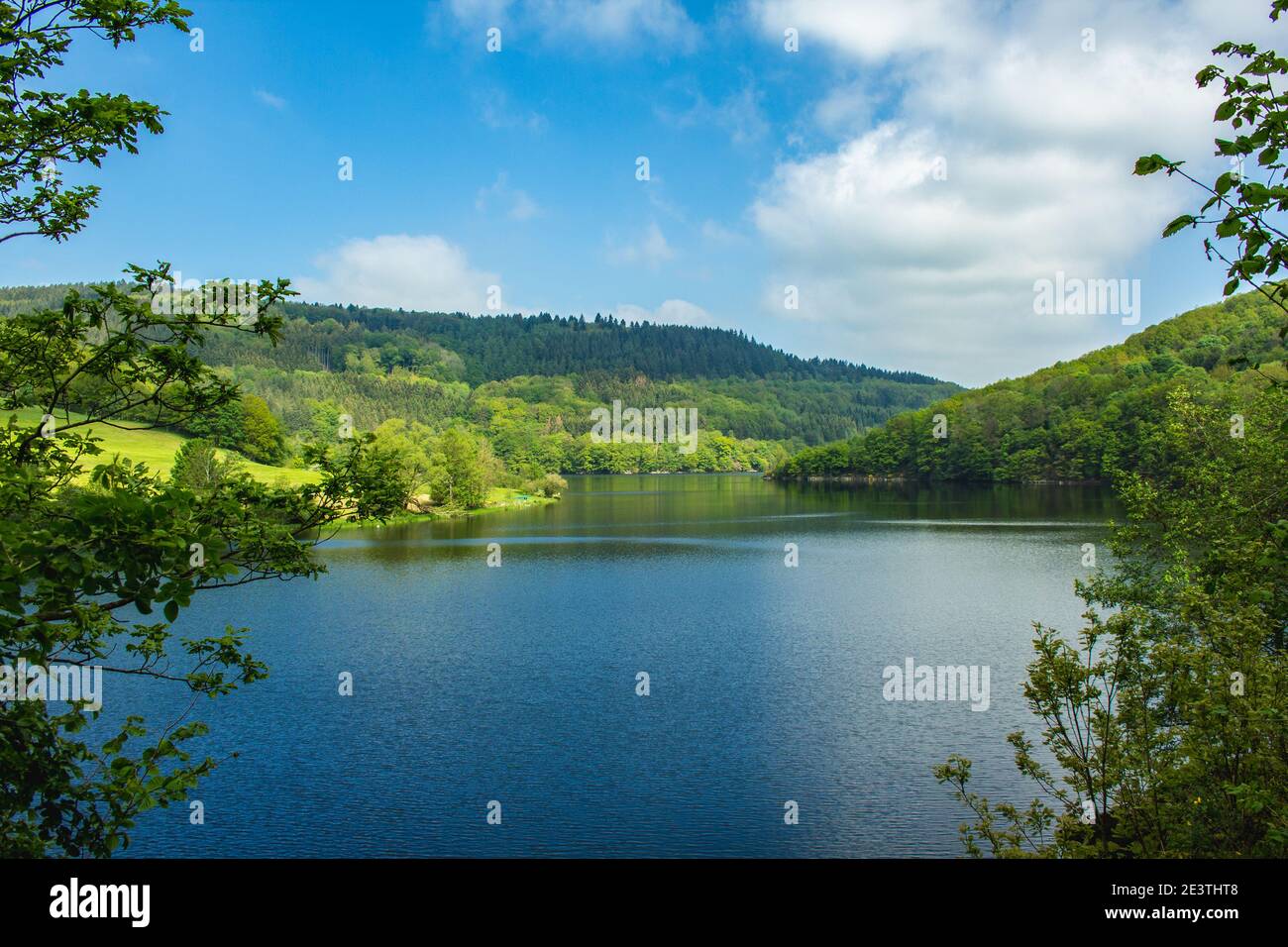 Rursee at Eifel National Park, Germany. Scenic view of lake Rursee and ...