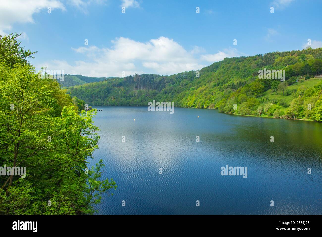Rursee at Eifel National Park, Germany. Scenic view of lake Rursee and ...