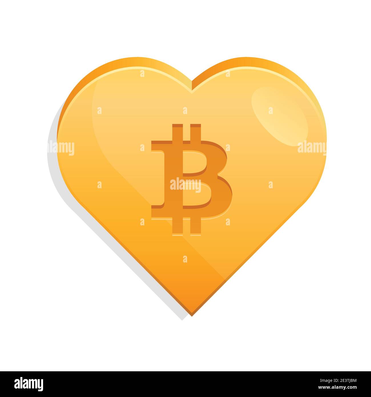 Vector Illustration of a golden heart in 3D style with a bitcoin sign ...