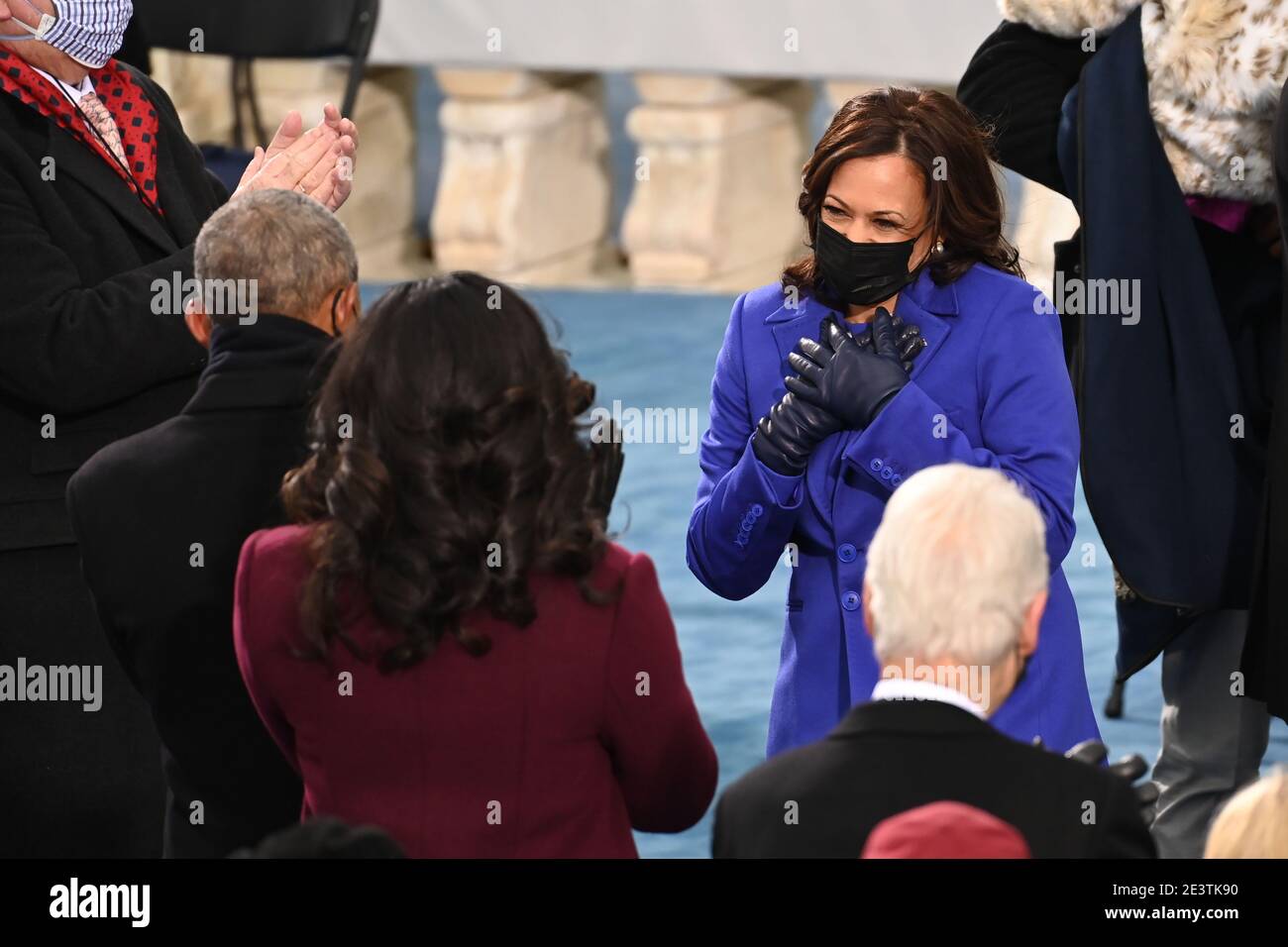 US Vice President-elect Kamala Harris (R) meets former US First Lady ...