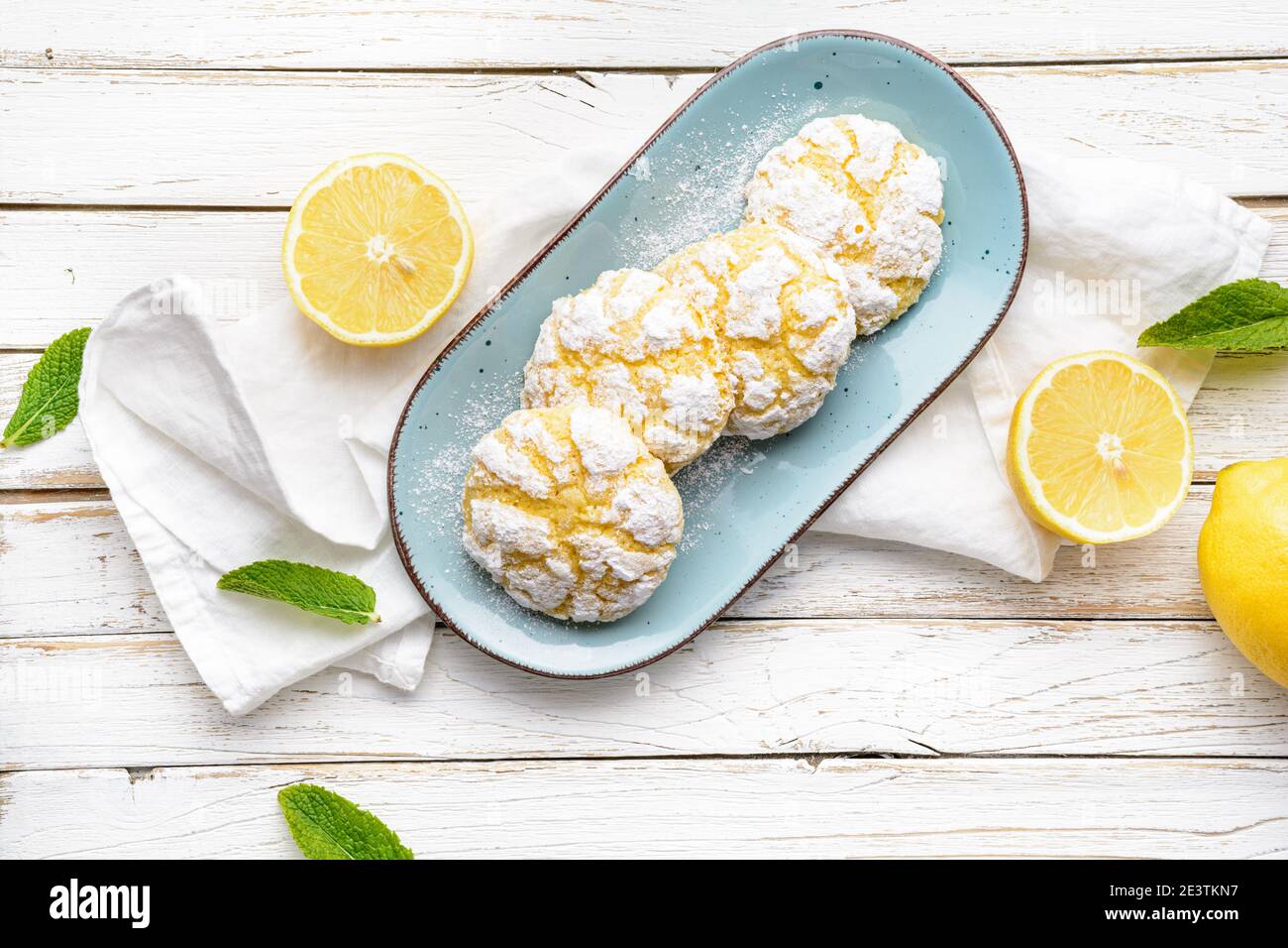 Delicious citrusy snack, crunchy lemon crinkle cookies coated with ...