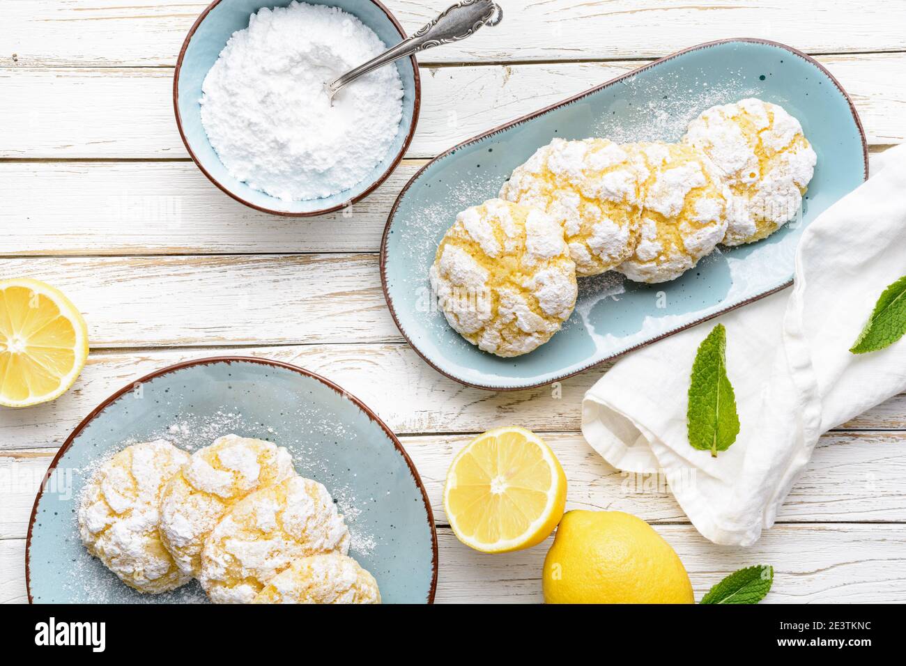 Delicious citrusy snack, crunchy lemon crinkle cookies coated with ...