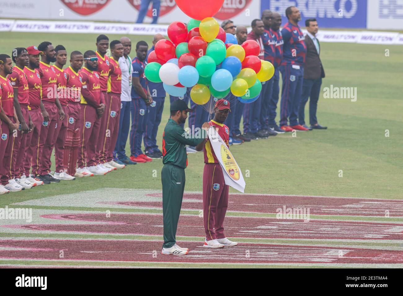 Bangladesh's captain Tamim Iqbal (L) and West Indies' captain Jason ...