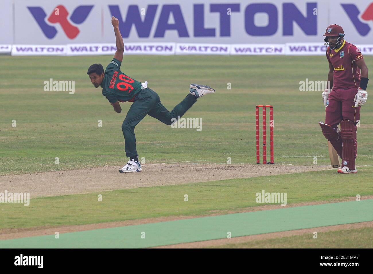 Bangladesh's cricketer Mustafizur Rahman bowling during the first one ...