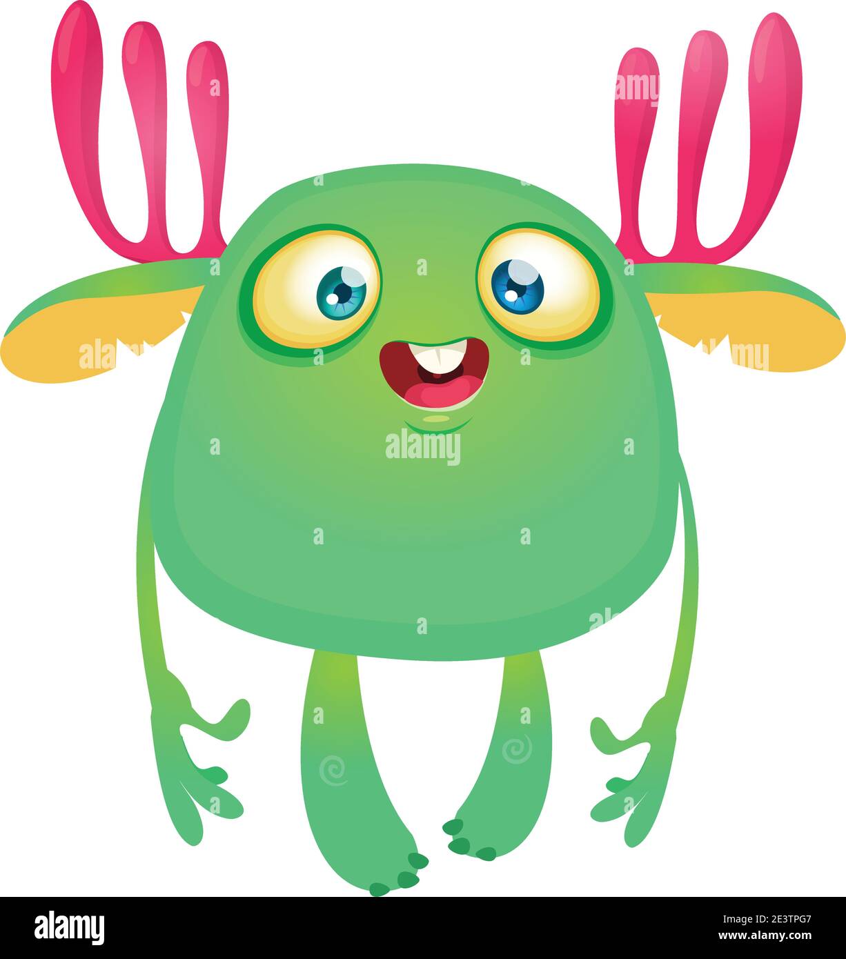 Funny cartoon alien. Vector illustration of cute alien character Stock ...