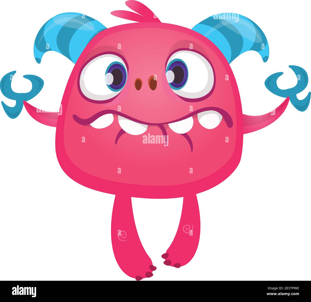 Cute cartoon monster smiling. Vector illustration of funny monster ...
