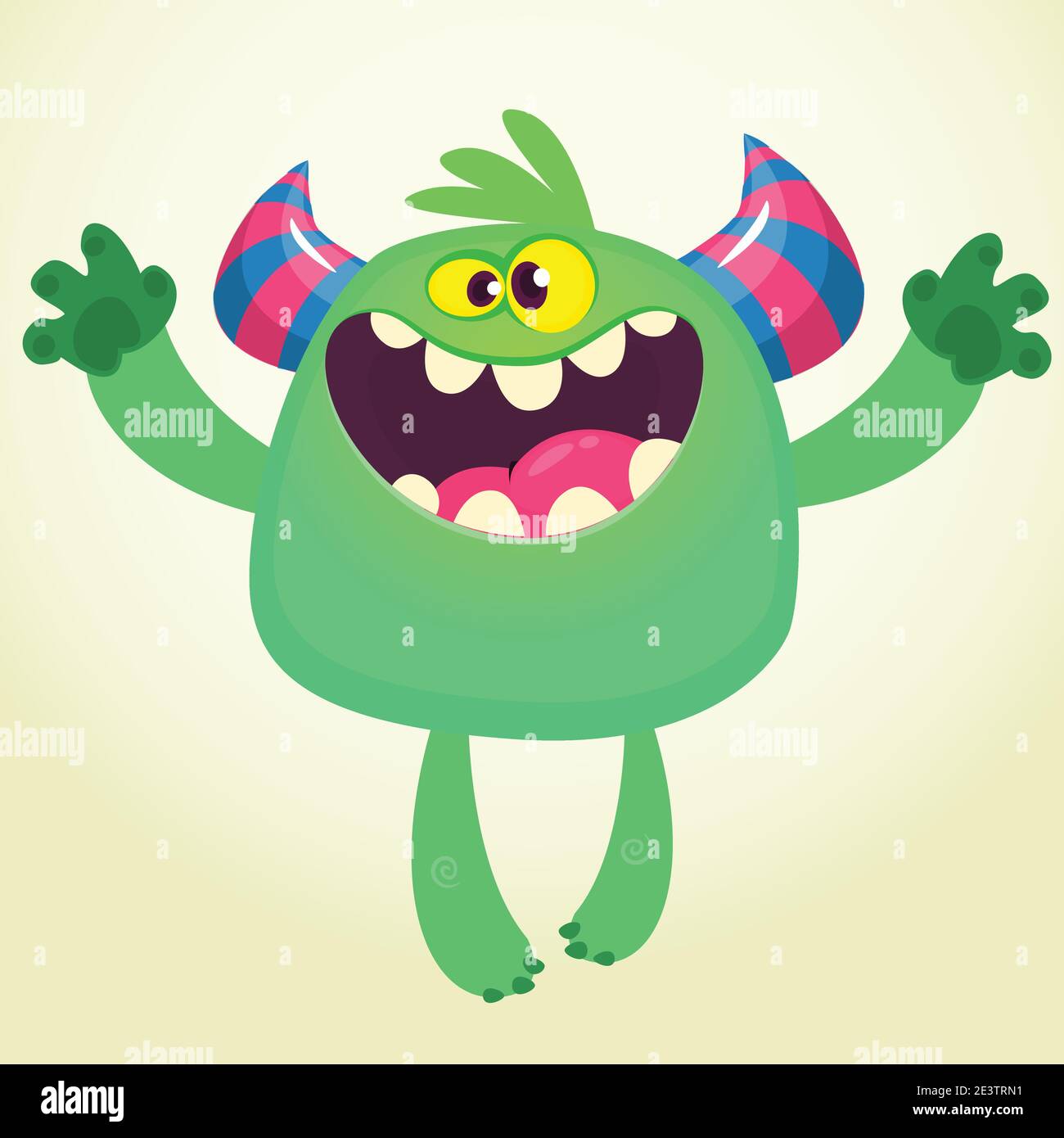 Cute cartoon monster smiling. Vector illustration of funny monster ...