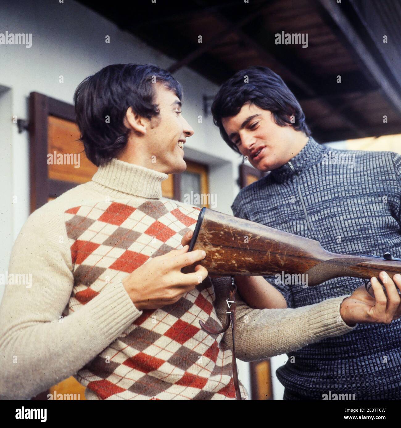 French ski champion Alain Penz at home, France, 1970 Stock Photo - Alamy