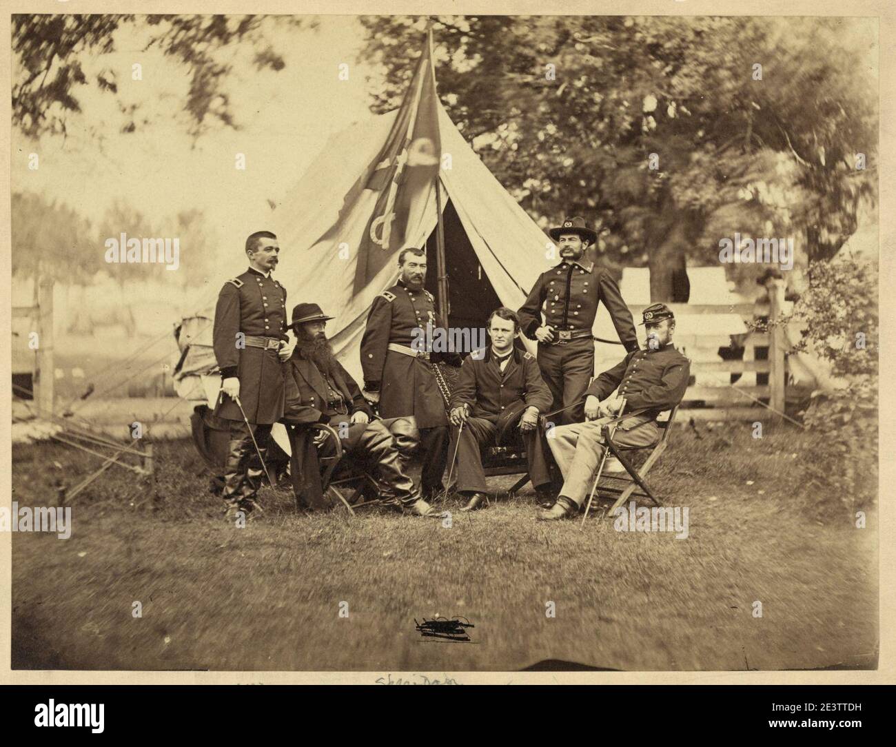Major General Philip Sheridan and his generals in front of Sheridan's ...