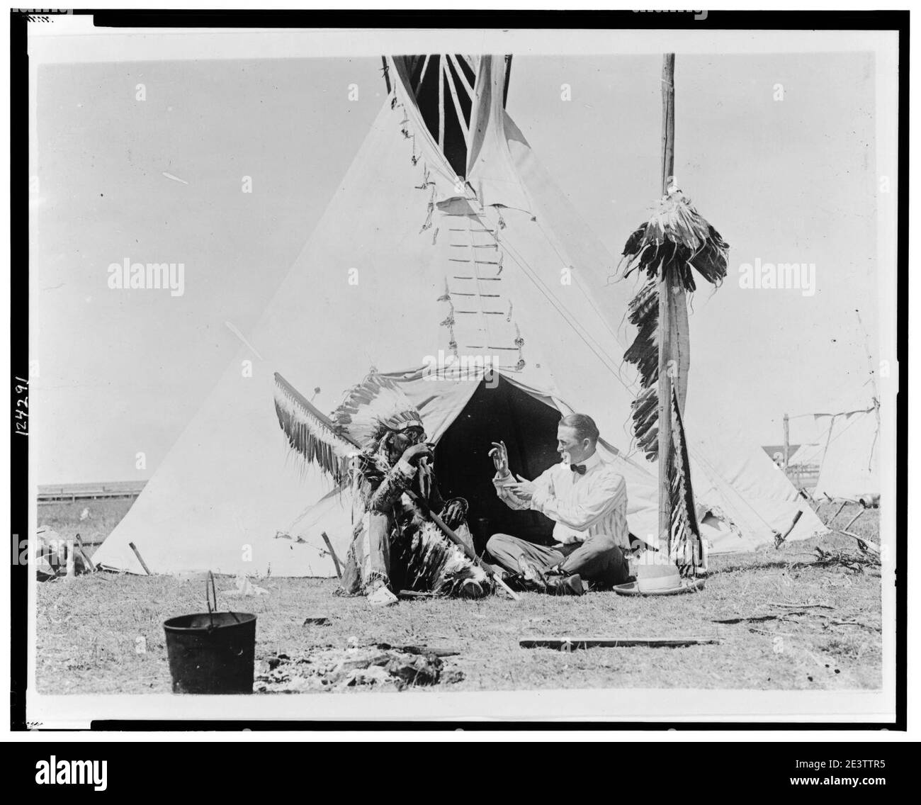 Major F.J. McCoy communicating with Arapahoe chief Goes-In-Lodge thru ...