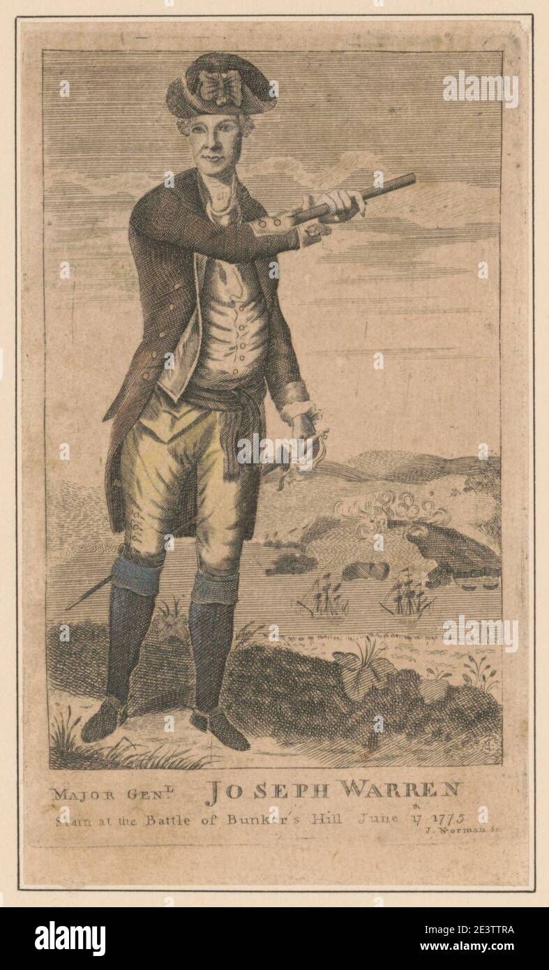 Major gen'l. Joseph Warren - slain at the battle of Bunker's Hill June ...