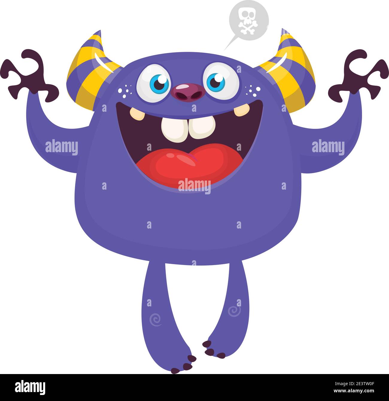Cute cartoon monster smiling. Vector illustration of funny monster ...