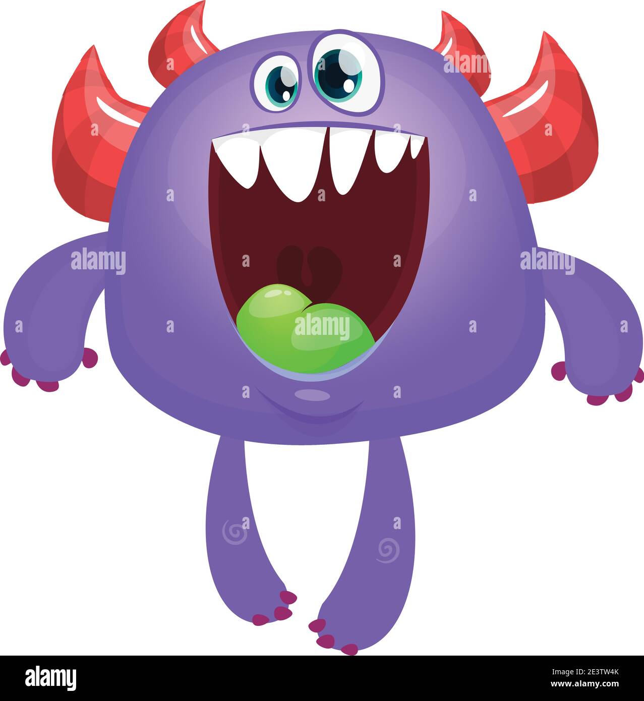 Funny cartoon monster. Vector illustration of cute monster character ...