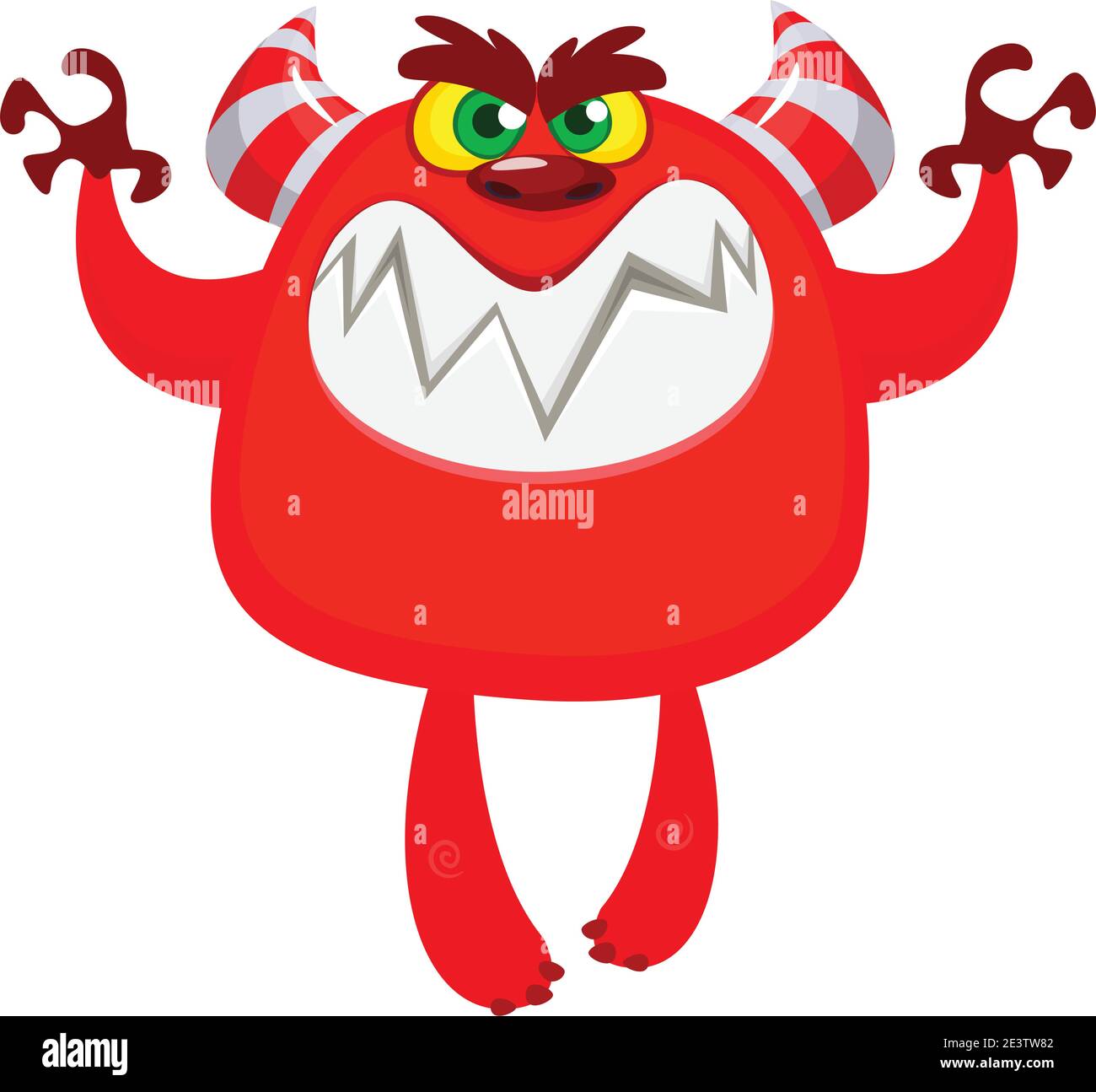 Angry cartoon monster. Vector illustration of cute monster. Halloween ...