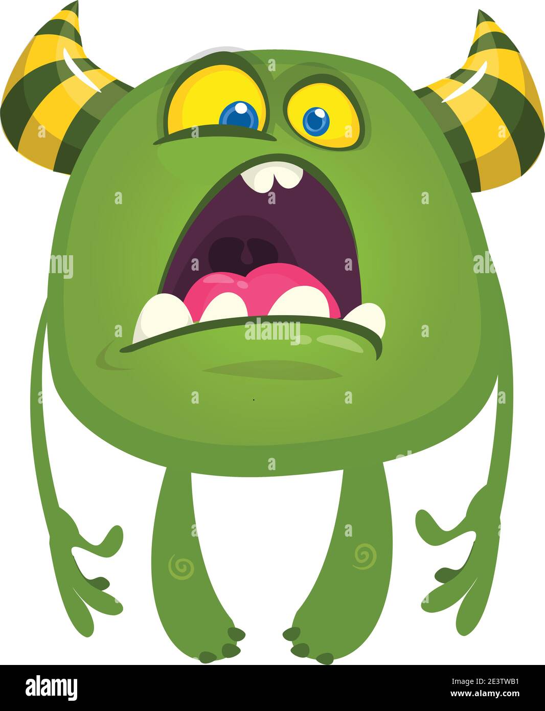Angry cartoon monster. Vector illustration of cute monster. Halloween ...