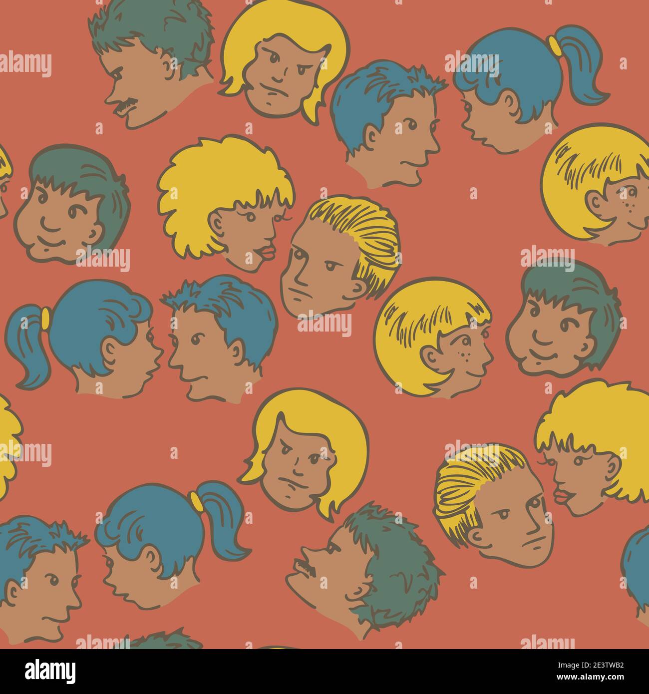 Vector seamless pattern with faces of different couples with variety of ...