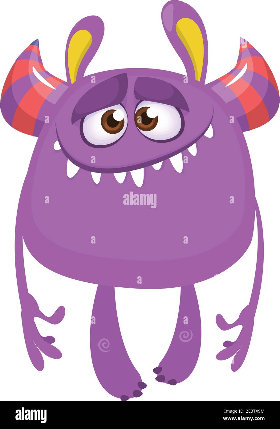 Cute cartoon monster smiling. Vector illustration of funny monster ...