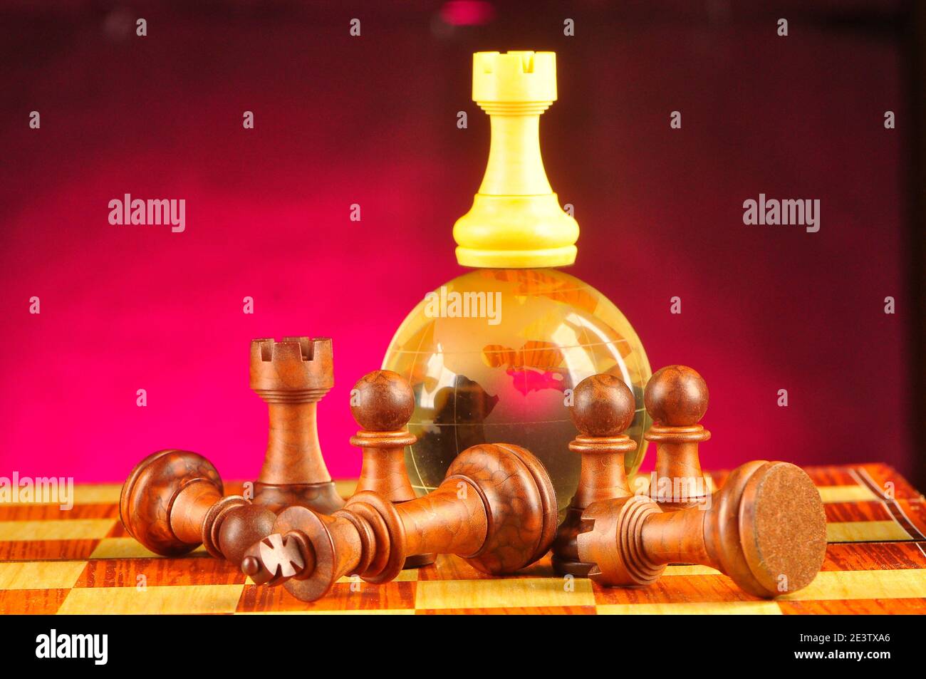 Chess pieces randomly arranged on the chessboard Stock Photo - Alamy