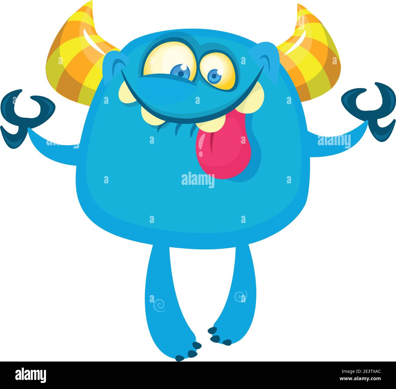 Cute cartoon monster smiling. Vector illustration of funny monster ...