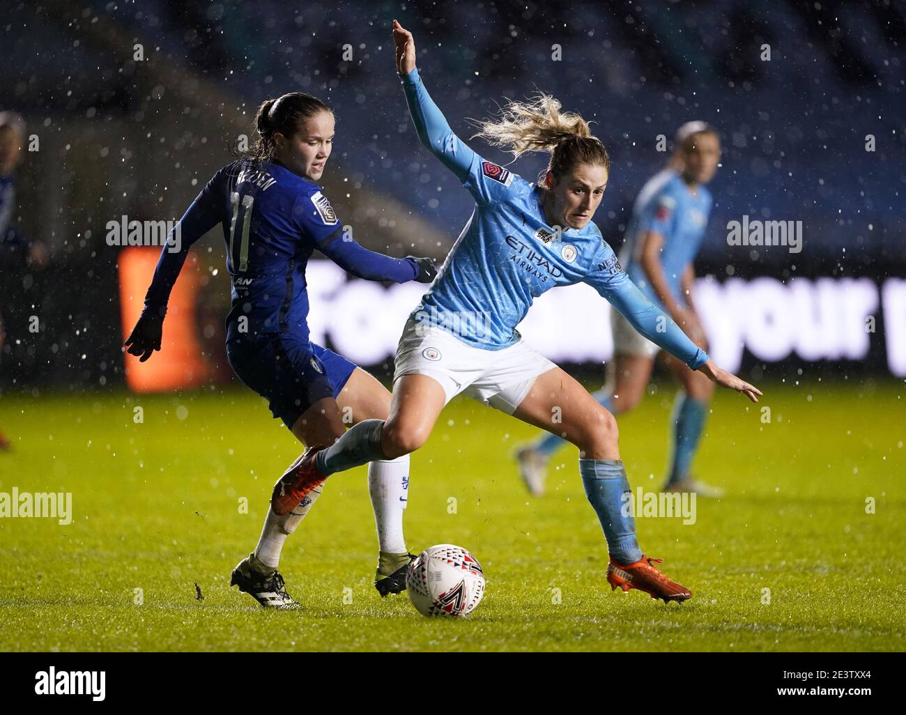 Chelsea's Guro Reiten (left) and Manchester City's Laura Coombs battle ...