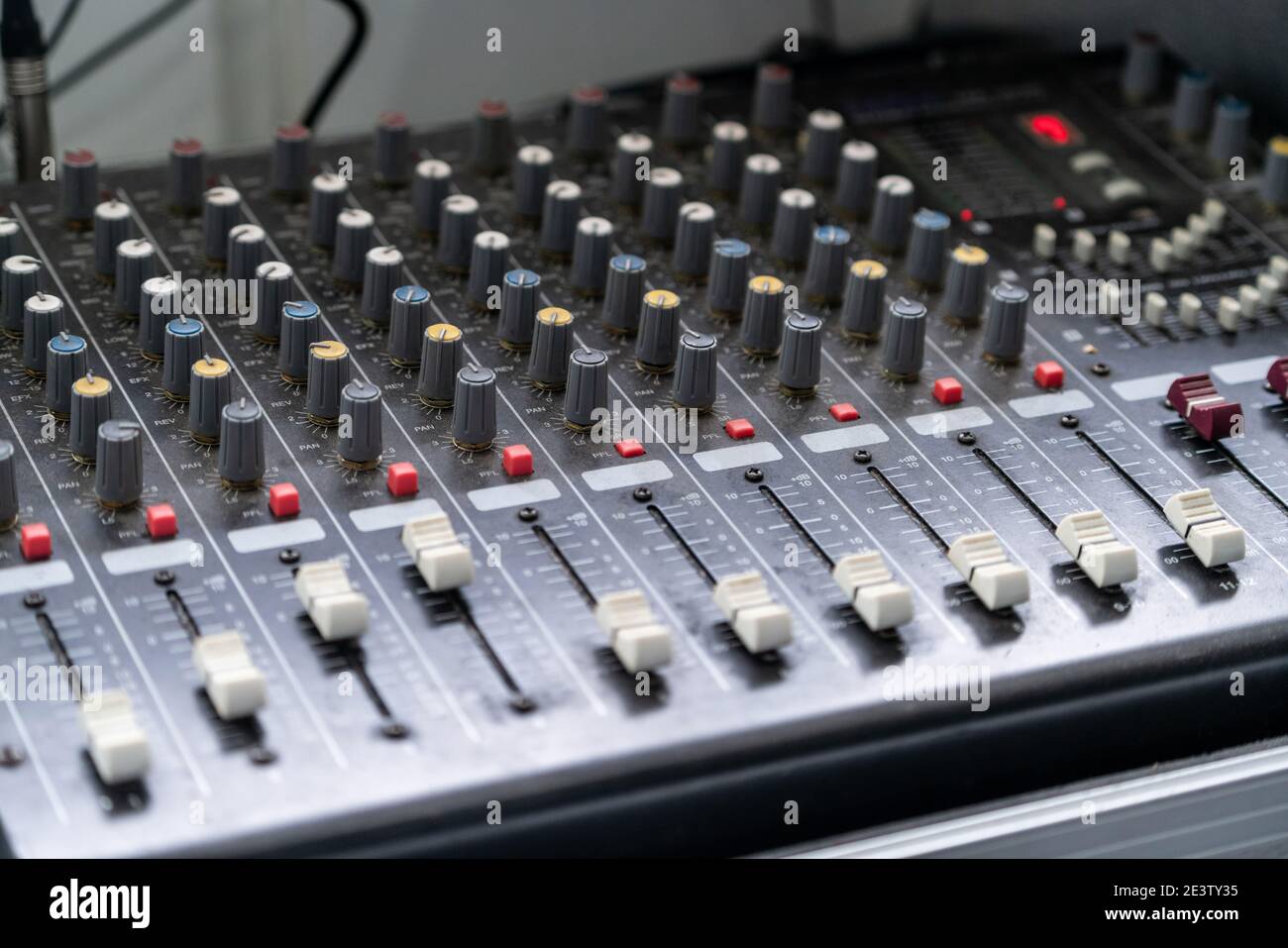 Amplifier mixer and equalizer in studio room in close up view Stock ...