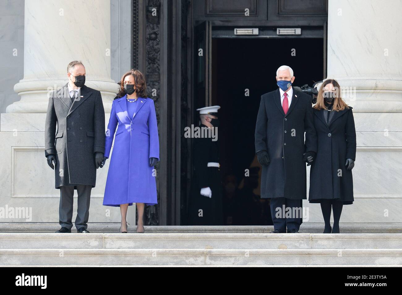 Washington, USA. 20th Jan, 2021. Vice President Kamala Harris and her husband Mr. Douglas Emhoff ...