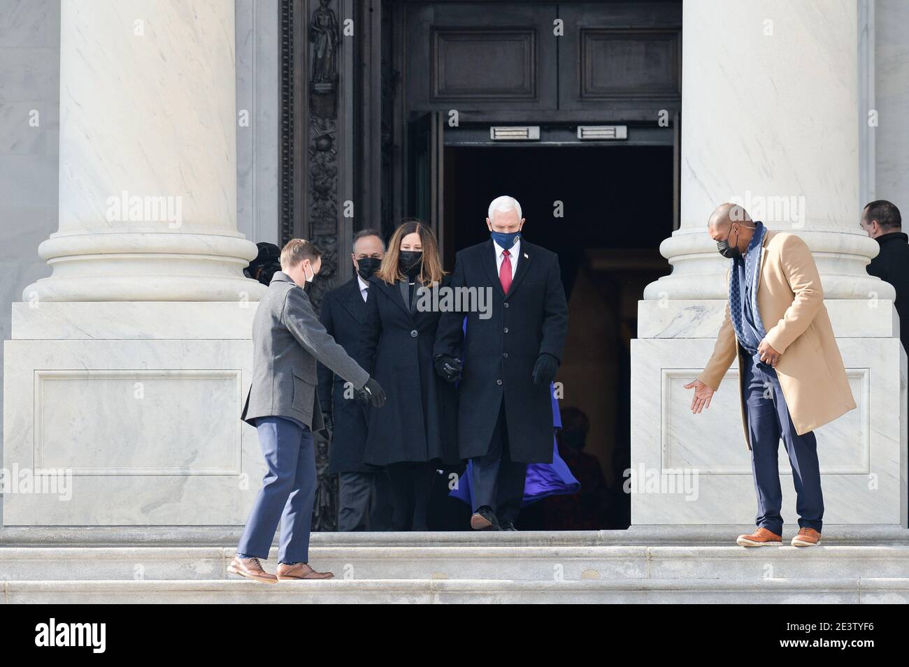Washington, USA. 20th Jan, 2021. Vice President Kamala Harris and her husband Mr. Douglas Emhoff ...