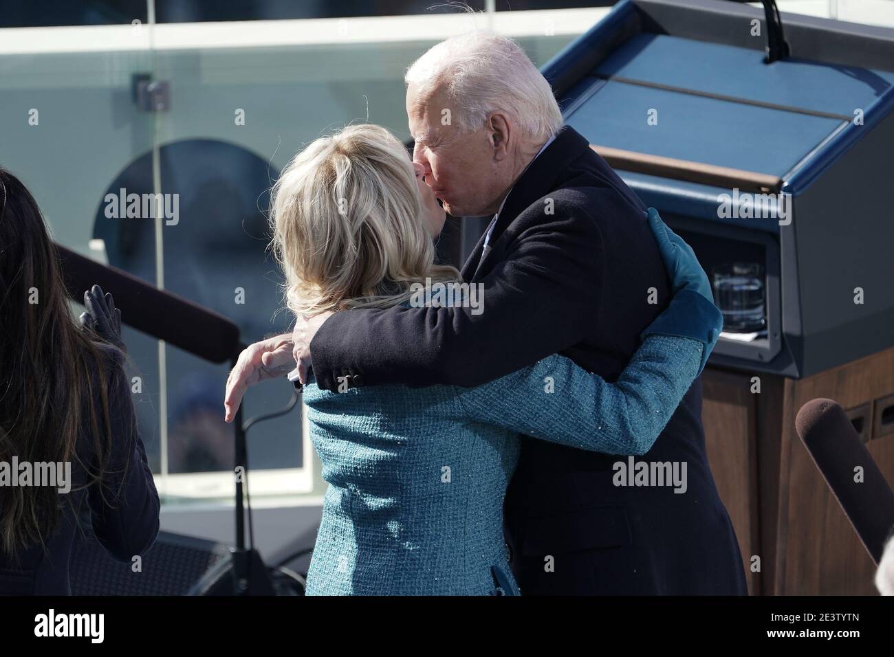 Washington, DC. 20th Jan, 2021.President Joe Biden hugs his wife Dr ...