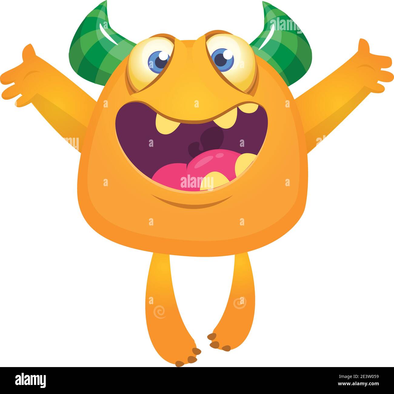 Cute cartoon monster smiling. Vector illustration of funny monster ...